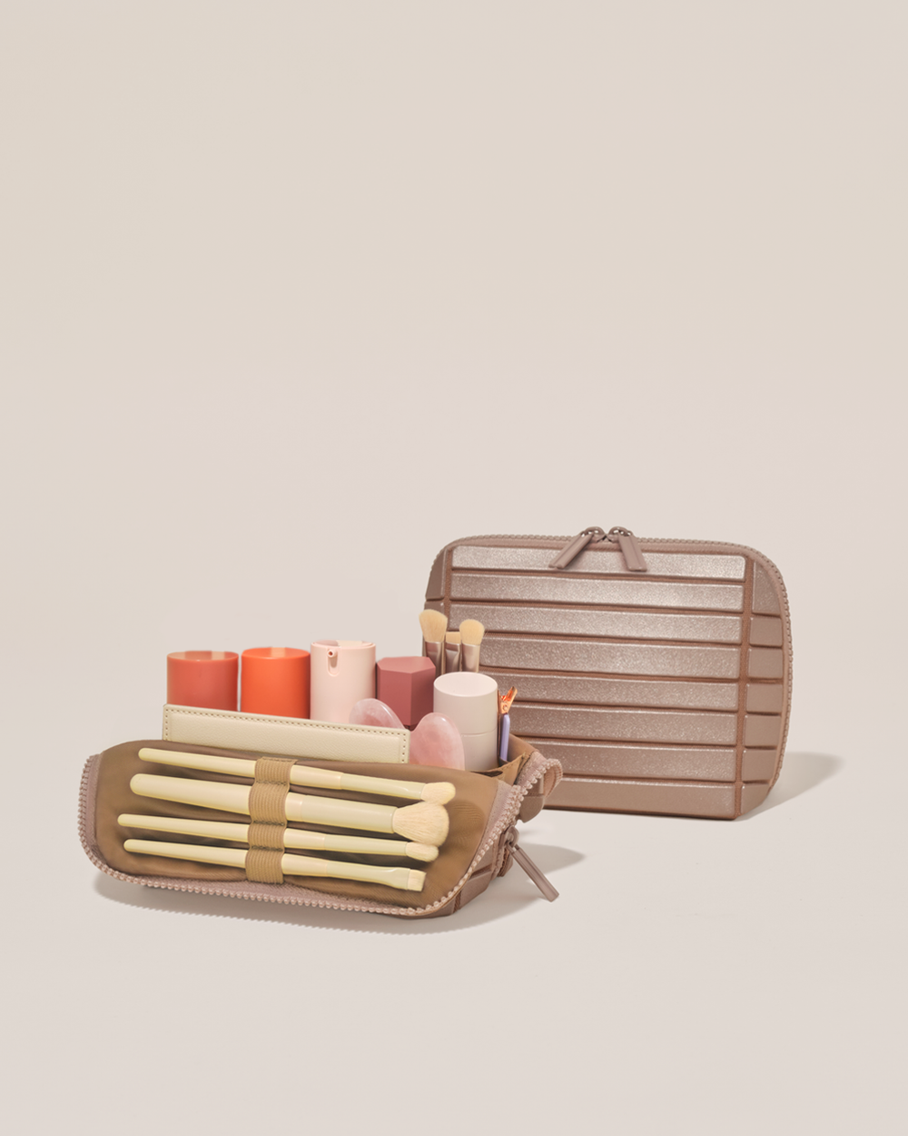 The Small Bronze Traveller - Fold-Down Makeup Bag | Parallelle