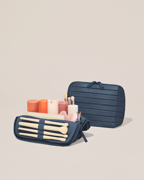 The Small Indigo Traveller - Fold-Down Makeup Bag | Parallelle