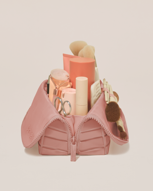 The Medium Blush Traveller - Fold-Down Makeup Bag | Parallelle