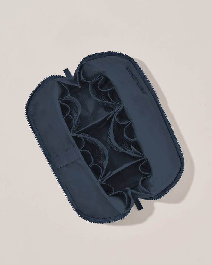 The Medium Indigo Traveller - Fold-Down Makeup Bag | Parallelle