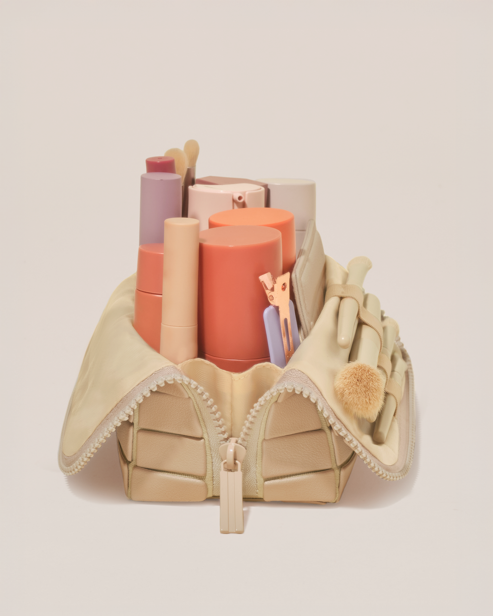 The Small Bisque Traveller - Fold-Down Makeup Bag | Parallelle